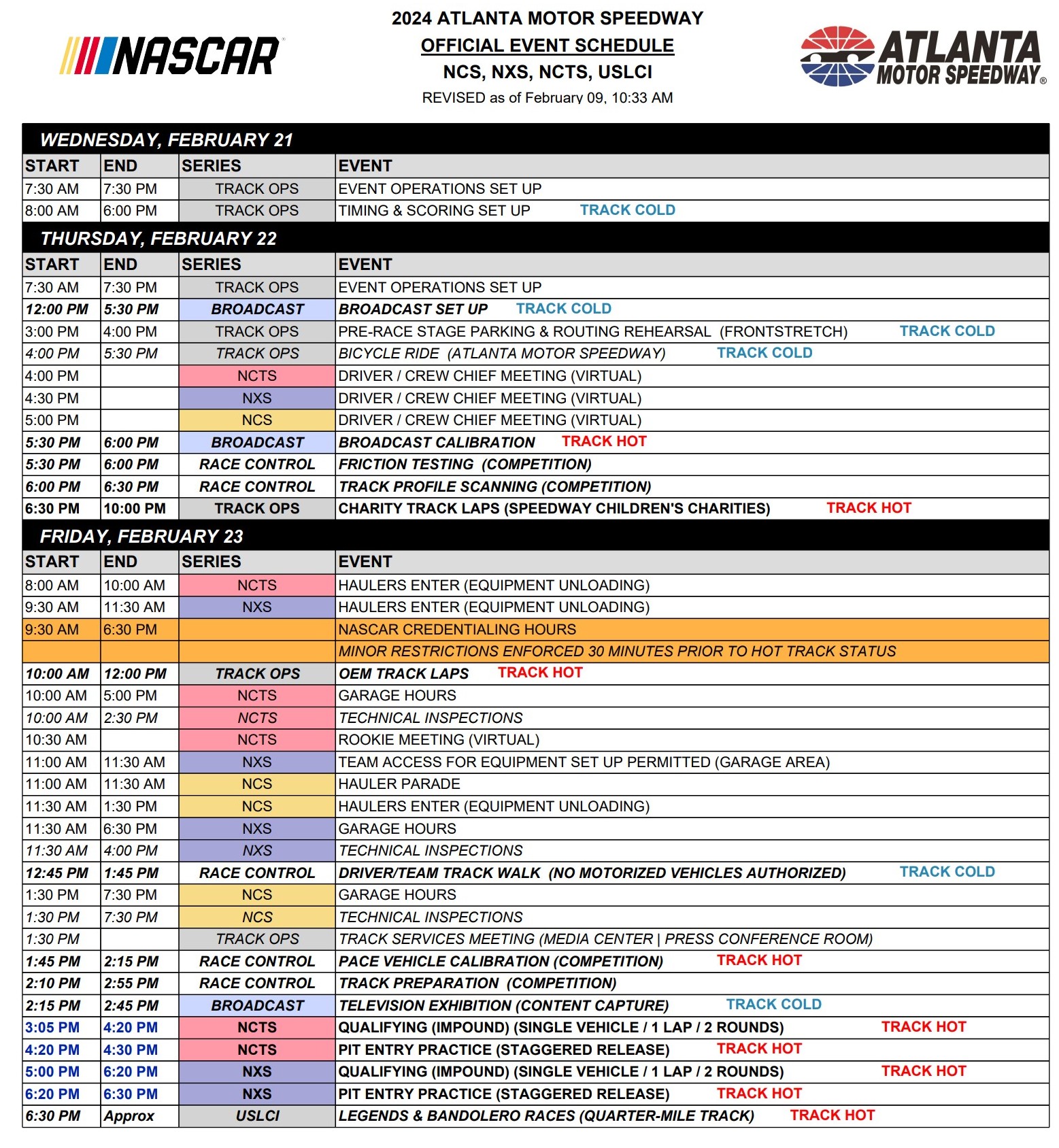 Atlanta NASCAR On Track Event Schedule - ifantasyrace.com